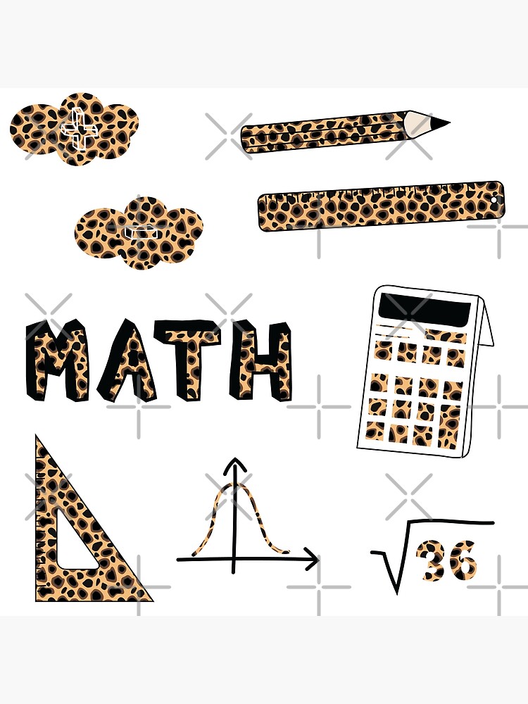 "Leopard Animal Print Math School Subject Sticker Pack" Art Print by ...