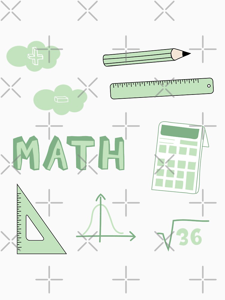 "Light Green Math School Subject Sticker Pack" T-shirt for Sale by The ...