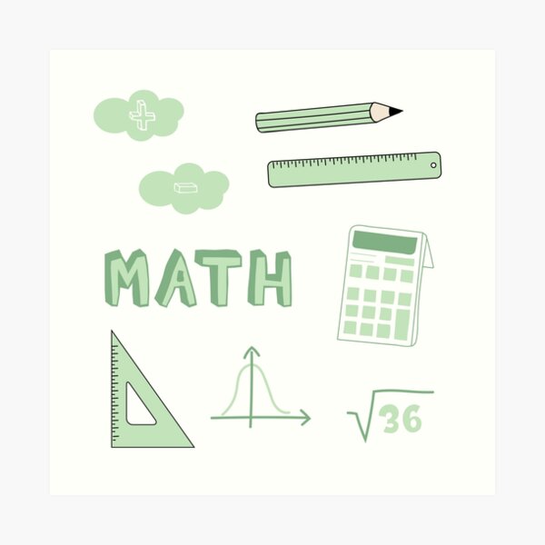 "Light Green Math School Subject Sticker Pack" Art Print for Sale by ...