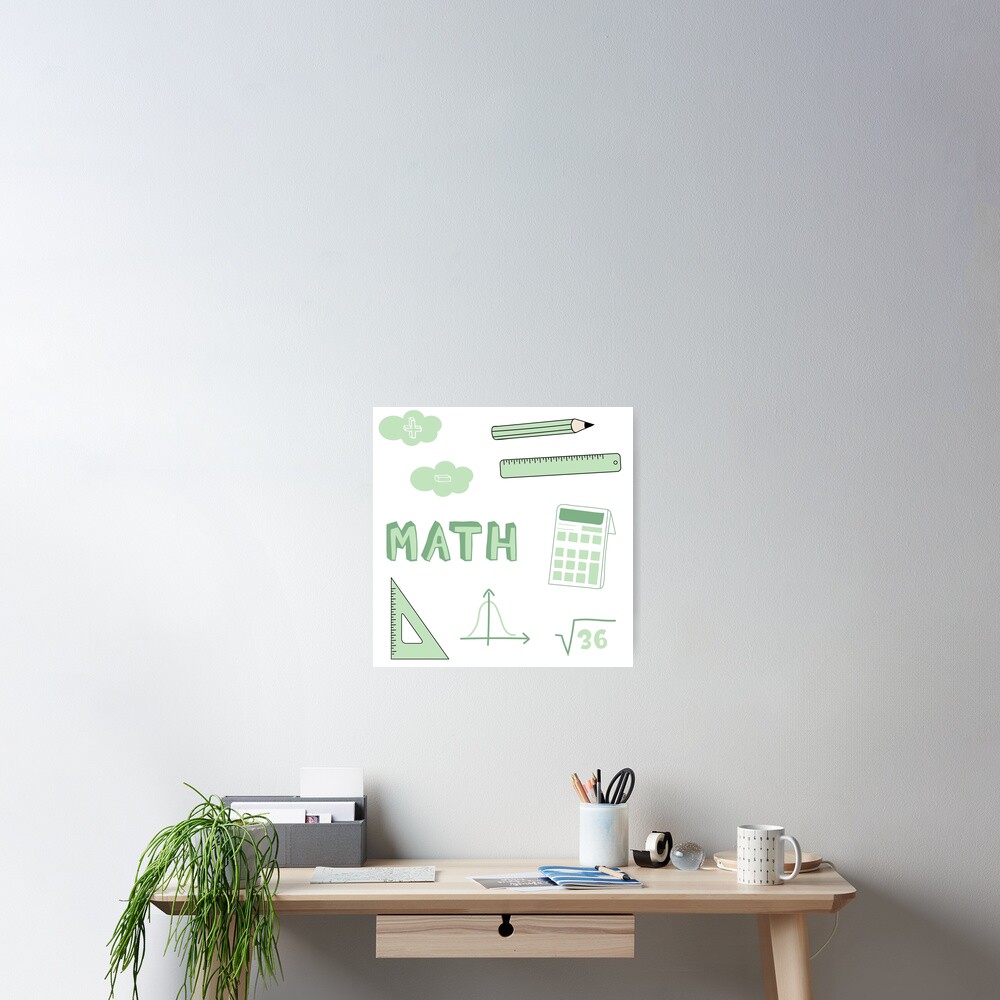 "Light Green Math School Subject Sticker Pack" Poster for Sale by The ...