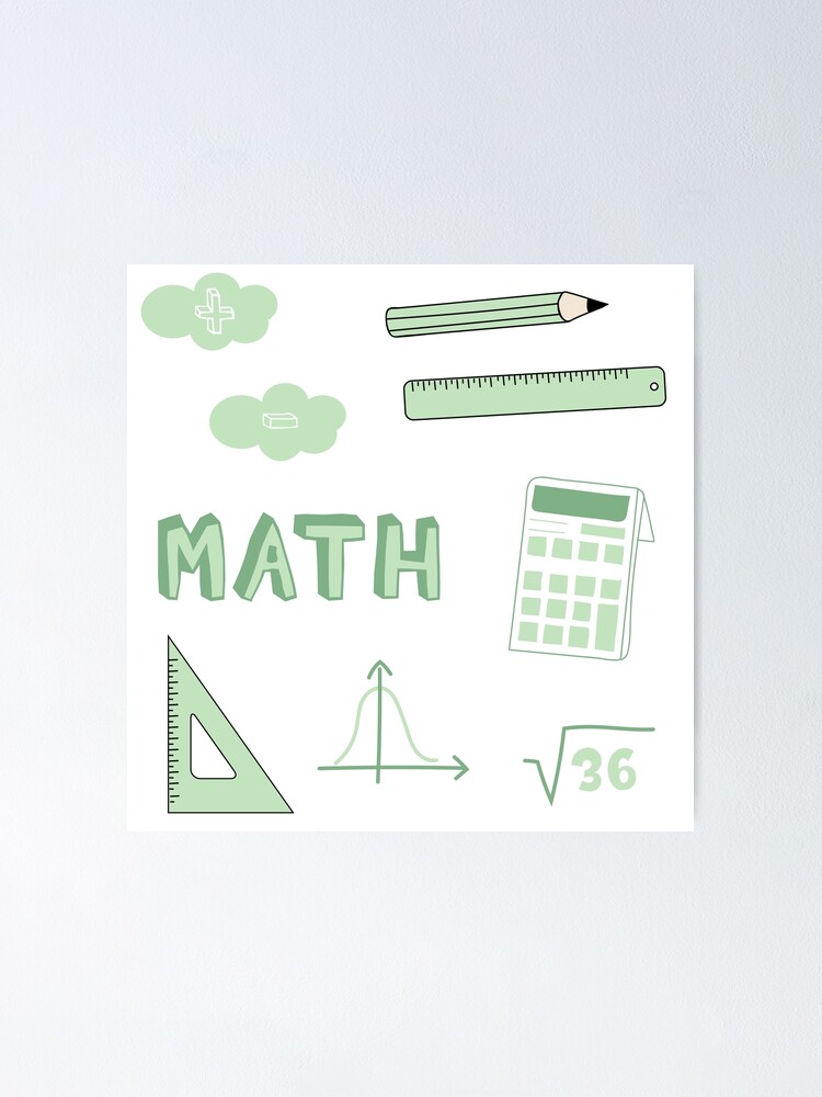 "Light Green Math School Subject Sticker Pack" Poster for Sale by The ...