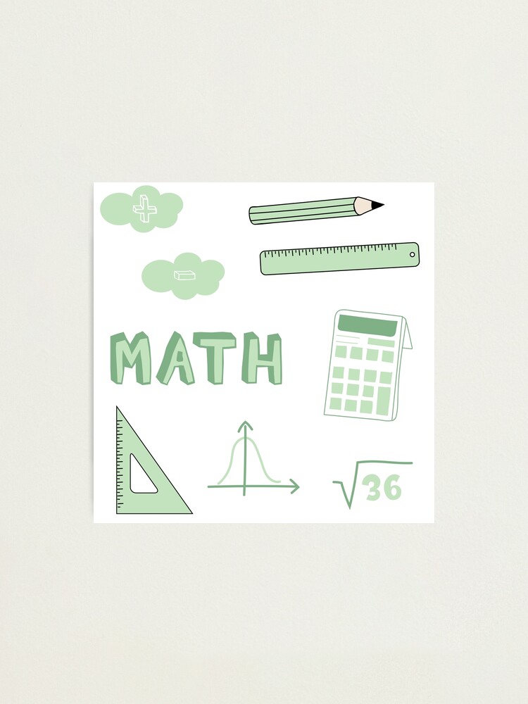 "Light Green Math School Subject Sticker Pack" Photographic Print for ...