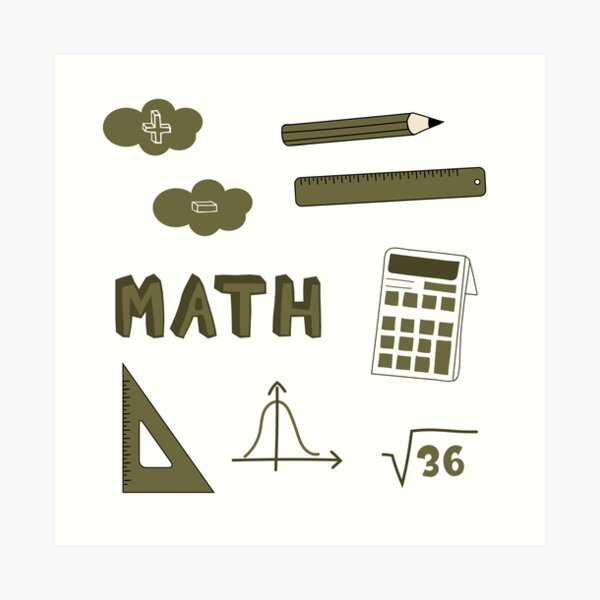 "Olive Green Math School Subject Sticker Pack" Art Print by The-Goods ...