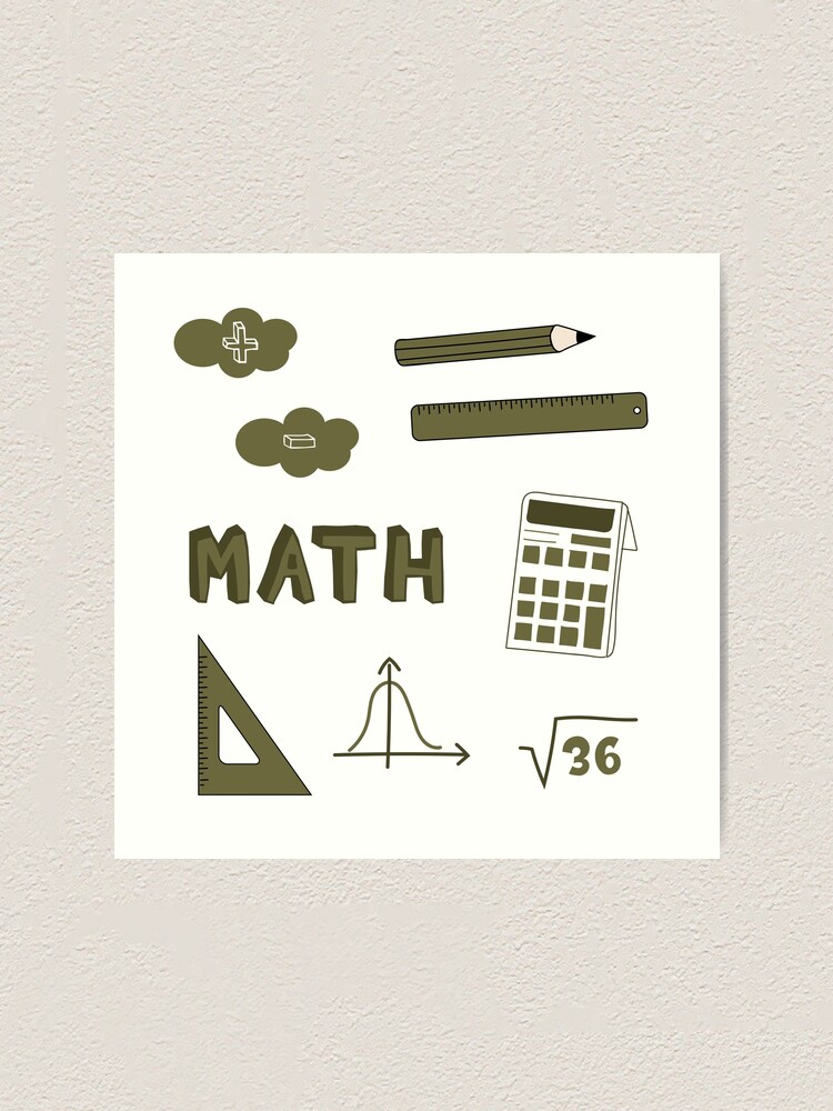 "Olive Green Math School Subject Sticker Pack" Art Print by The-Goods ...