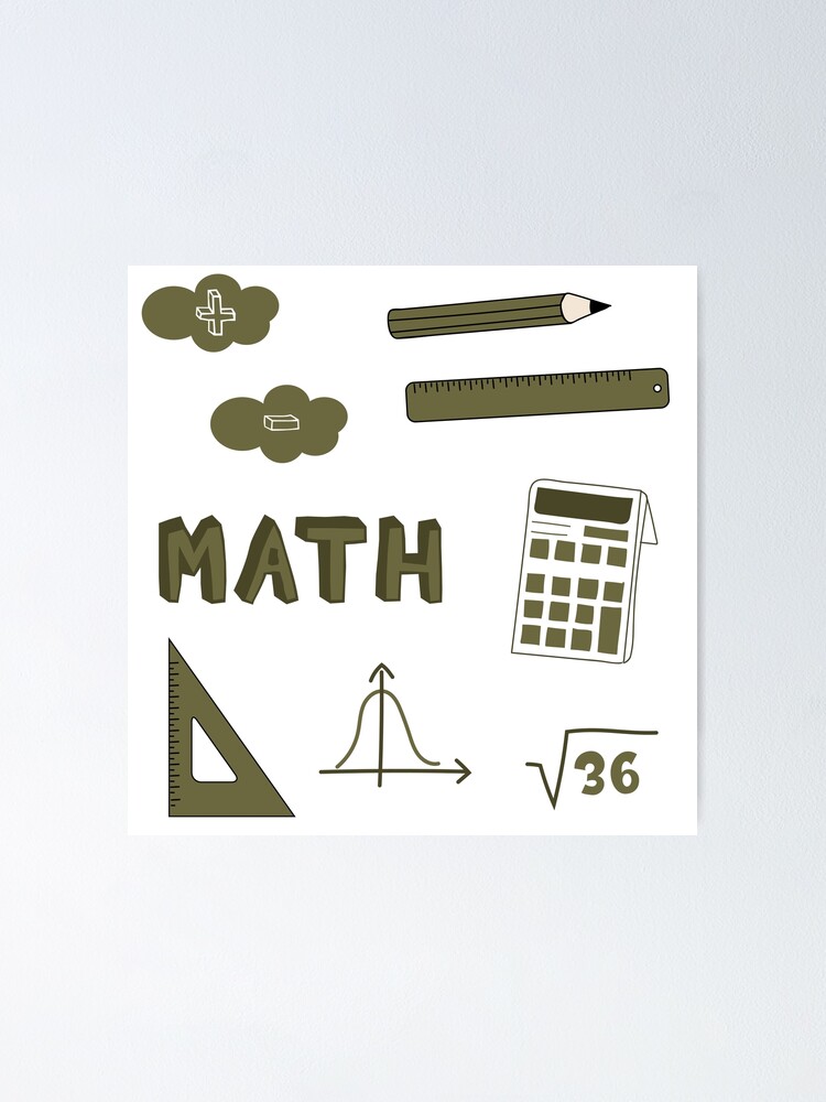 "Olive Green Math School Subject Sticker Pack" Poster for Sale by The ...