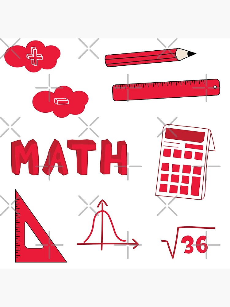 "Red Math School Subject Sticker Pack" Poster by The-Goods | Redbubble