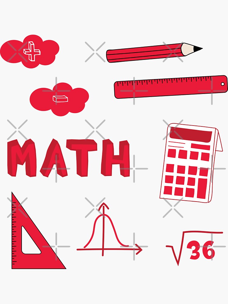 "Red Math School Subject Sticker Pack" Sticker for Sale by The-Goods ...