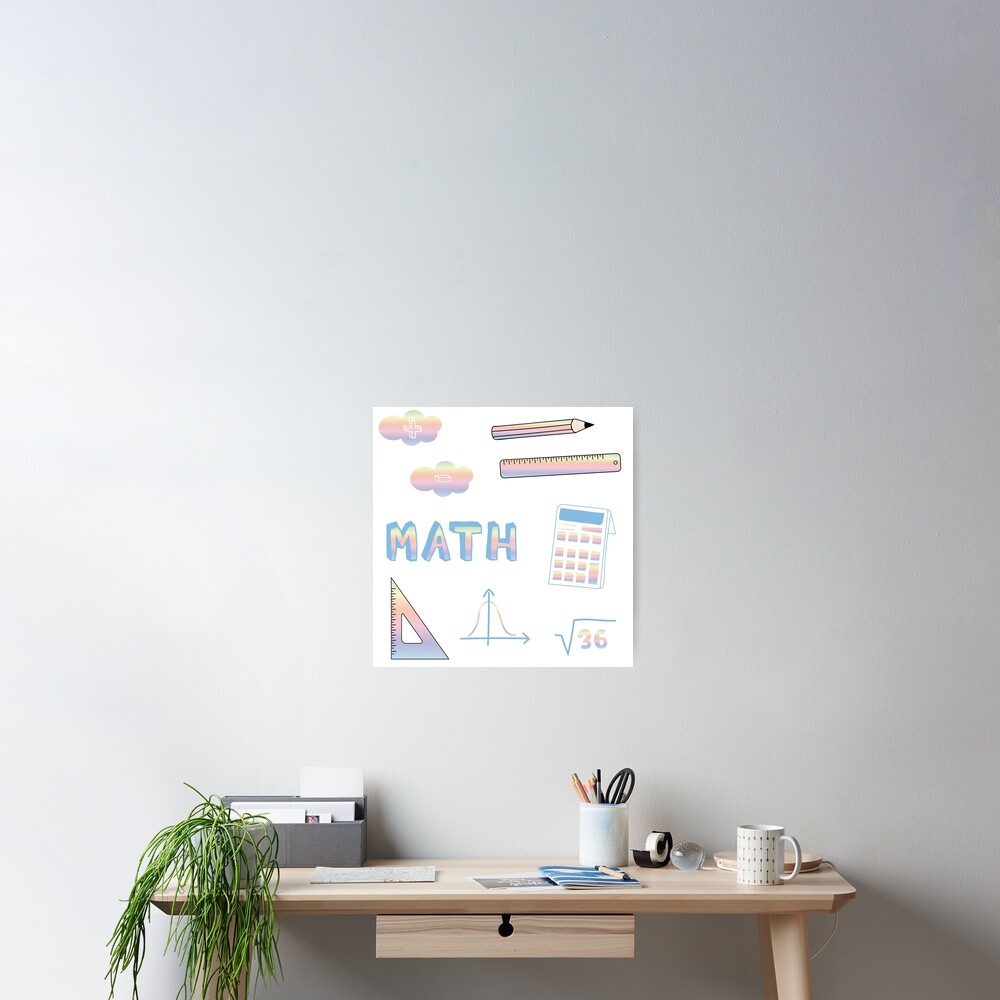 "Pastel Rainbow Math School Subject Sticker Pack" Poster by The-Goods ...