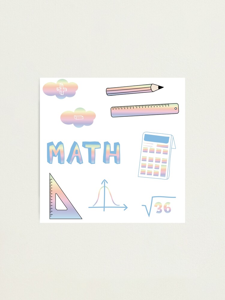 "Pastel Rainbow Math School Subject Sticker Pack" Photographic Print ...