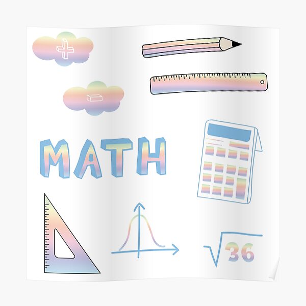 "Pastel Rainbow Math School Subject Sticker Pack" Poster for Sale by ...