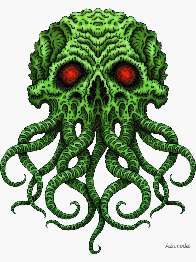 "Cthulhu Skull - Azhmodai 2019" Sticker for Sale by Azhmodai | Redbubble