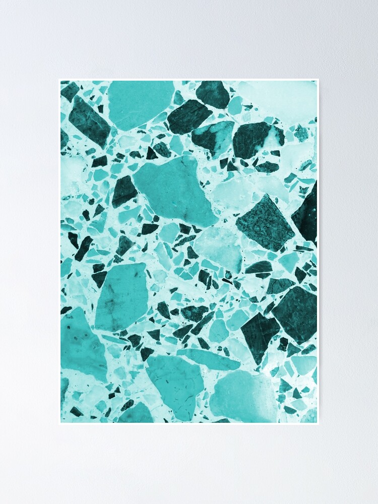 "Terrazzo Turquoise: Vintage Retro Terrazzo Tile in Aqua Blue" Poster ...
