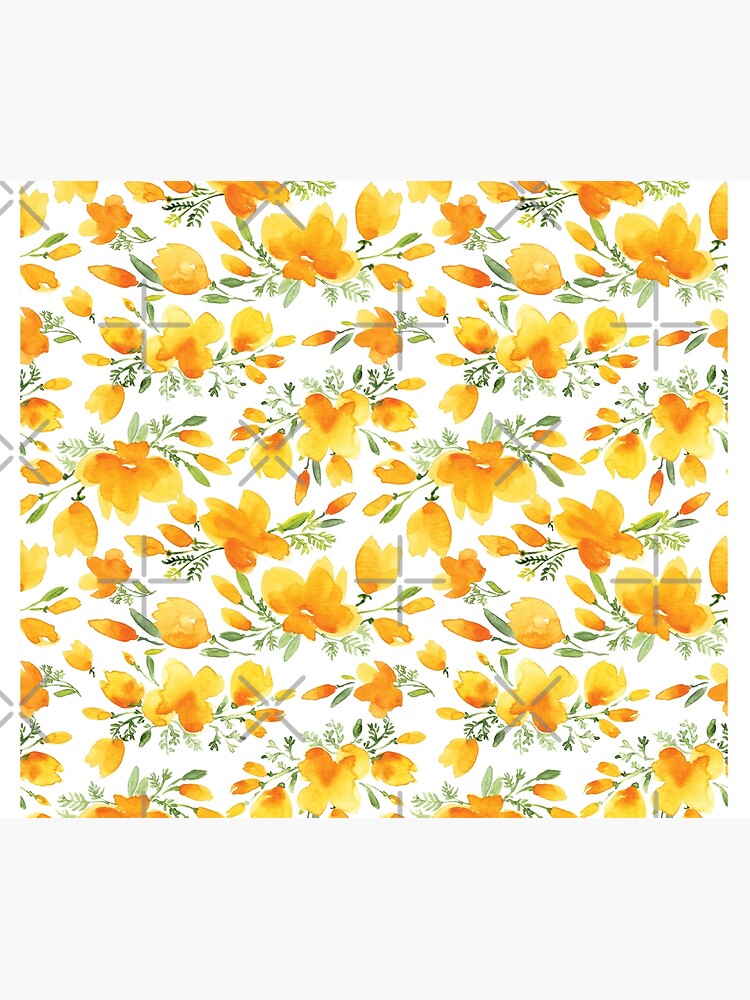 "Watercolor california poppies pattern (white/orange)" Shower Curtain ...