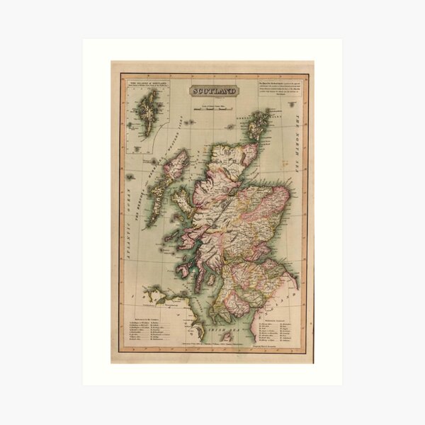 "Vintage Map Of Scotland 1814" Art Print for Sale by historicalstuff ...