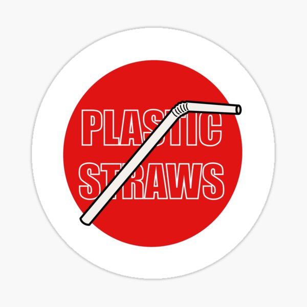 "No Plastic Straws" Sticker for Sale by syrupsaesthetic | Redbubble