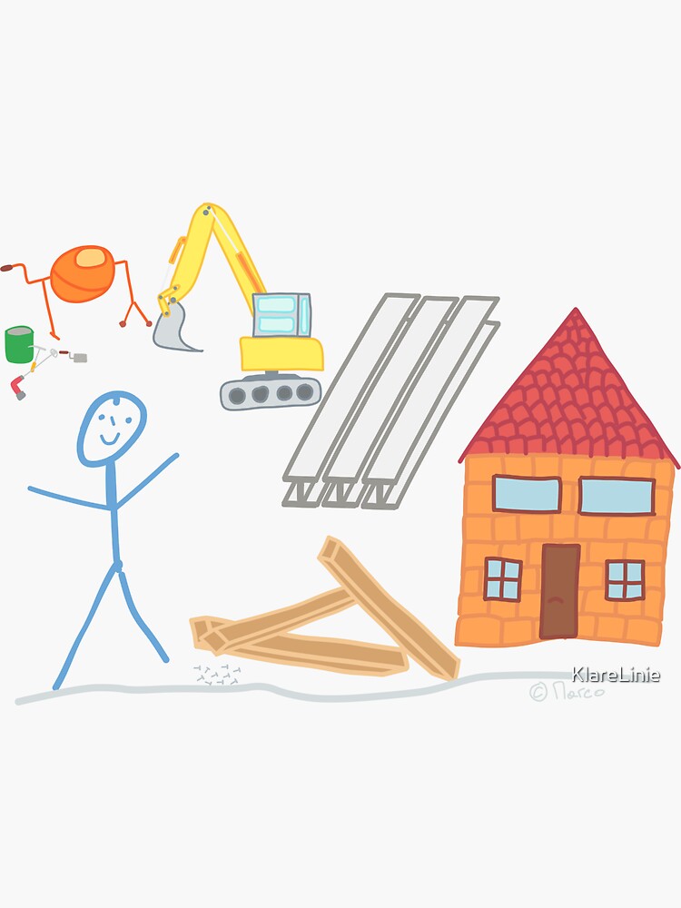 "construction worker stickman occupation handicraft wood job" Sticker ...