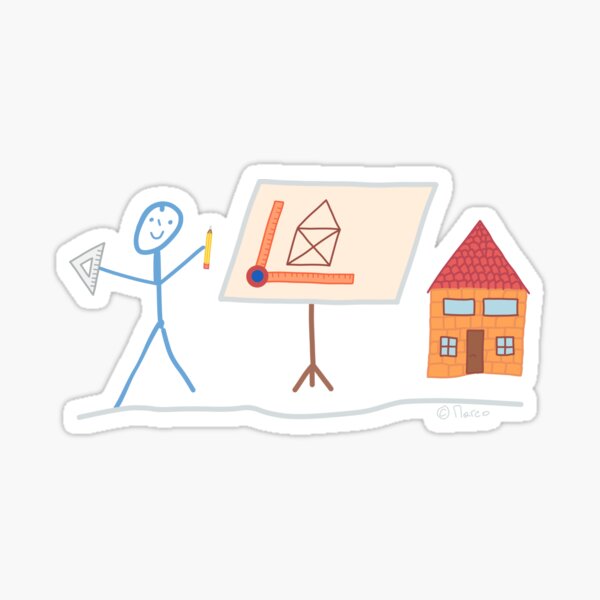 "construction draughtsman stick figure planner designer job" Sticker ...