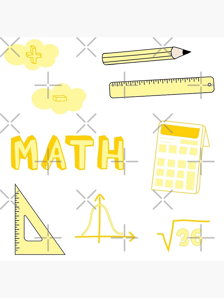 "Light Yellow Math School Subject Sticker Pack" Poster by The-Goods ...