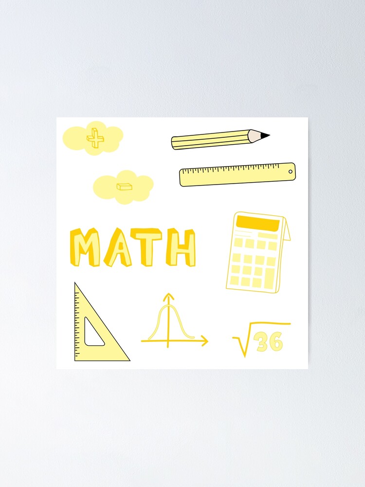 "Light Yellow Math School Subject Sticker Pack" Poster by The-Goods ...