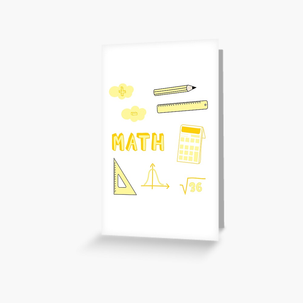 "Light Yellow Math School Subject Sticker Pack" Greeting Card by The ...
