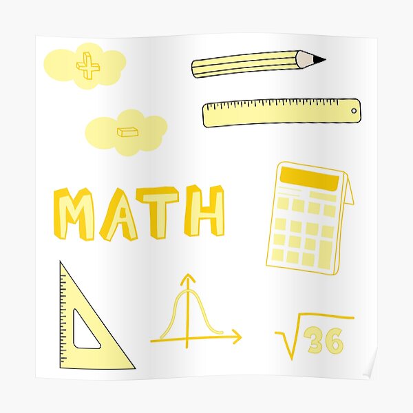 "Light Yellow Math School Subject Sticker Pack" Poster by The-Goods ...