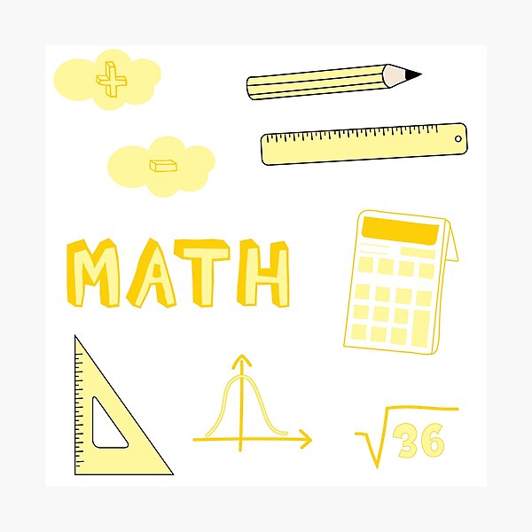 "Light Yellow Math School Subject Sticker Pack" Photographic Print by ...