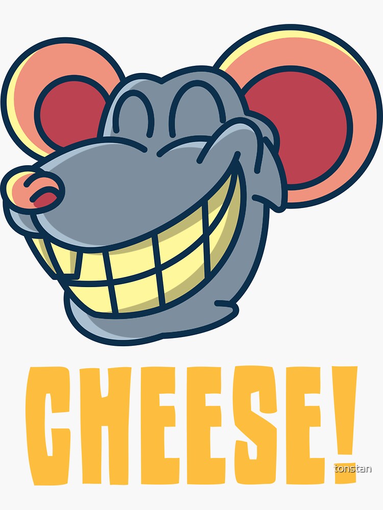 "Cheese gift, cheese mouse smile comic" Sticker for Sale by tonstan ...