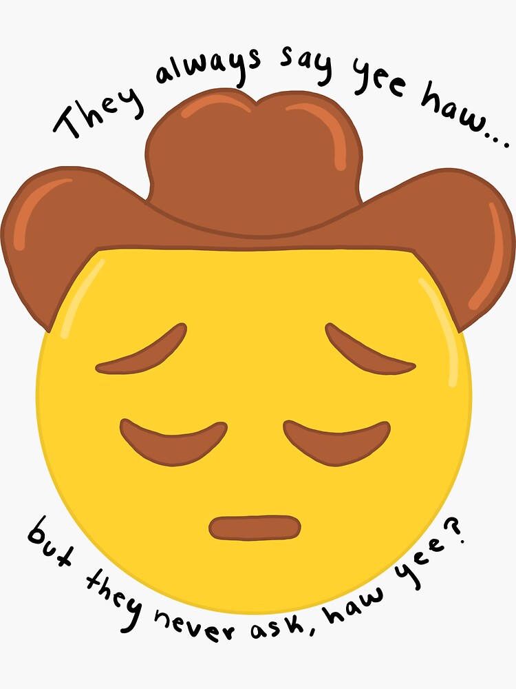 "Sad cowboy emoji " Sticker for Sale by lexishoup | Redbubble