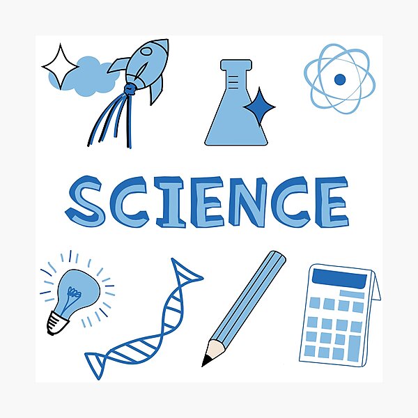 "Light Blue Science School Subject Sticker Pack" Photographic Print by ...