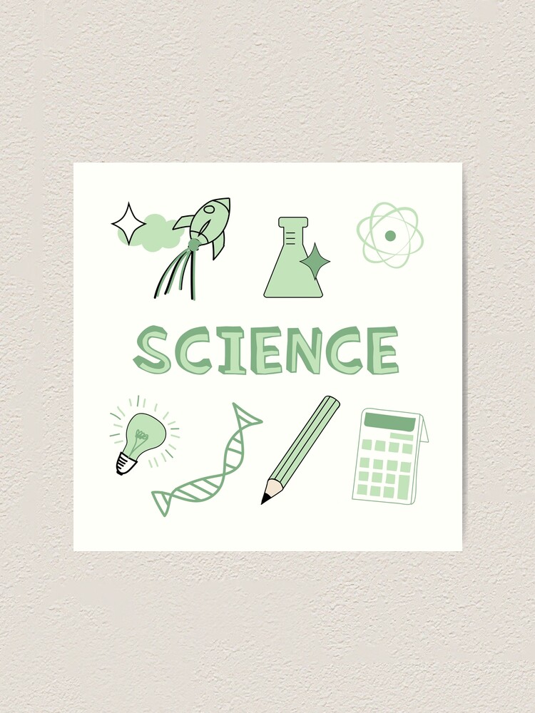 "Light Green Science School Subject Sticker Pack" Art Print for Sale by ...