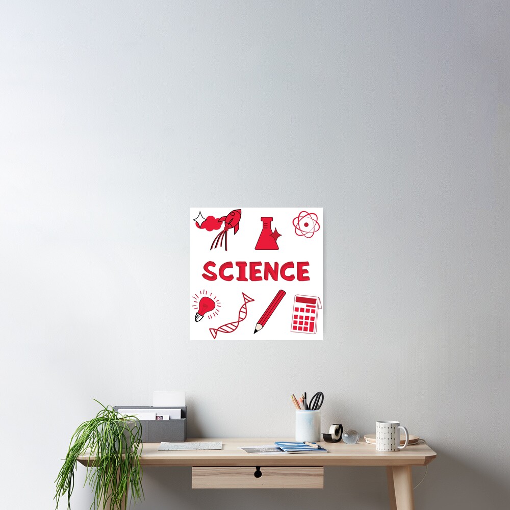 "Red Science School Subject Sticker Pack" Poster by The-Goods | Redbubble