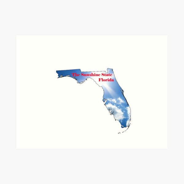 "Florida Map with State Nickname: The Sunshine State" Art Print for ...