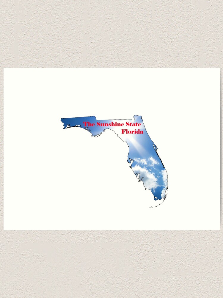 "Florida Map with State Nickname: The Sunshine State" Art Print for ...