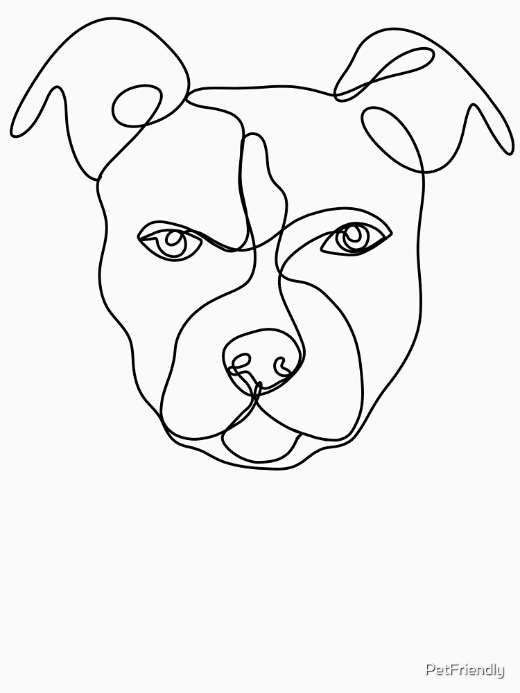 "Pitbull line art, continuous line art drawing, dog drawing, line art ...