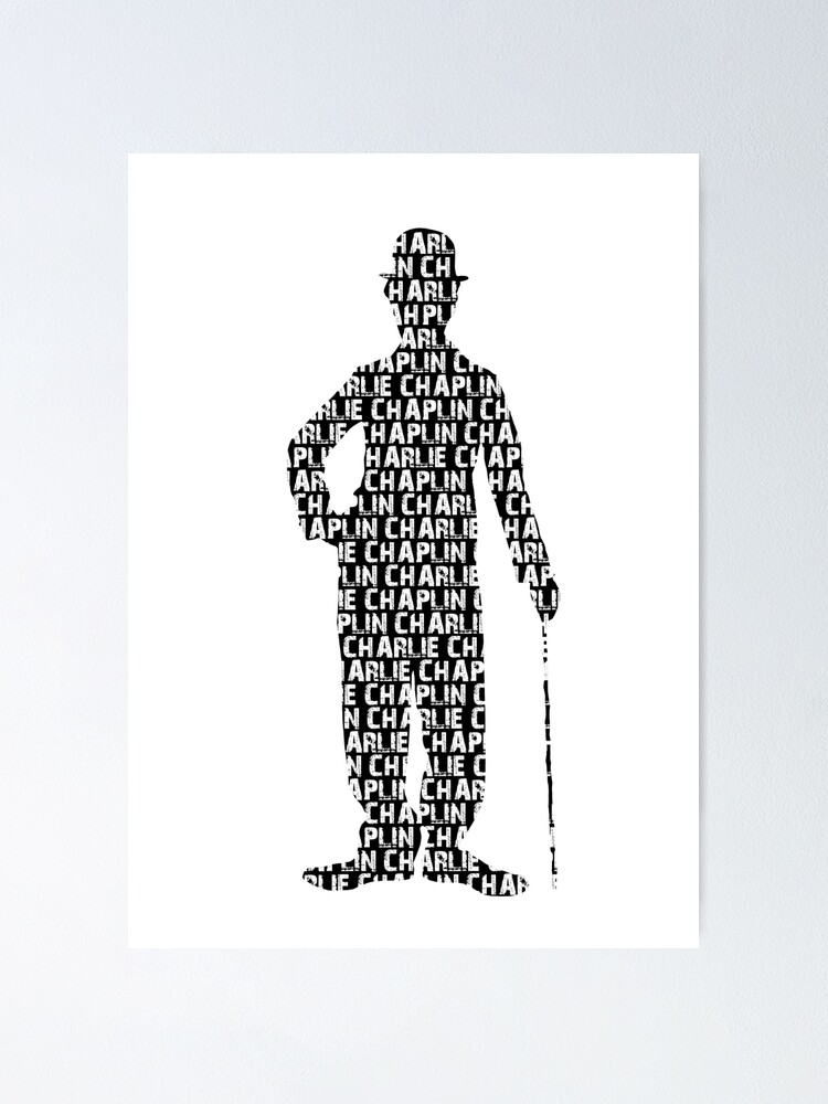 " Charlie Chaplin by text" Poster by RosNik | Redbubble
