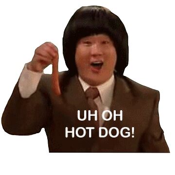 "Uh oh, hot dog!" Sticker for Sale by hadleyjosaowen | Redbubble