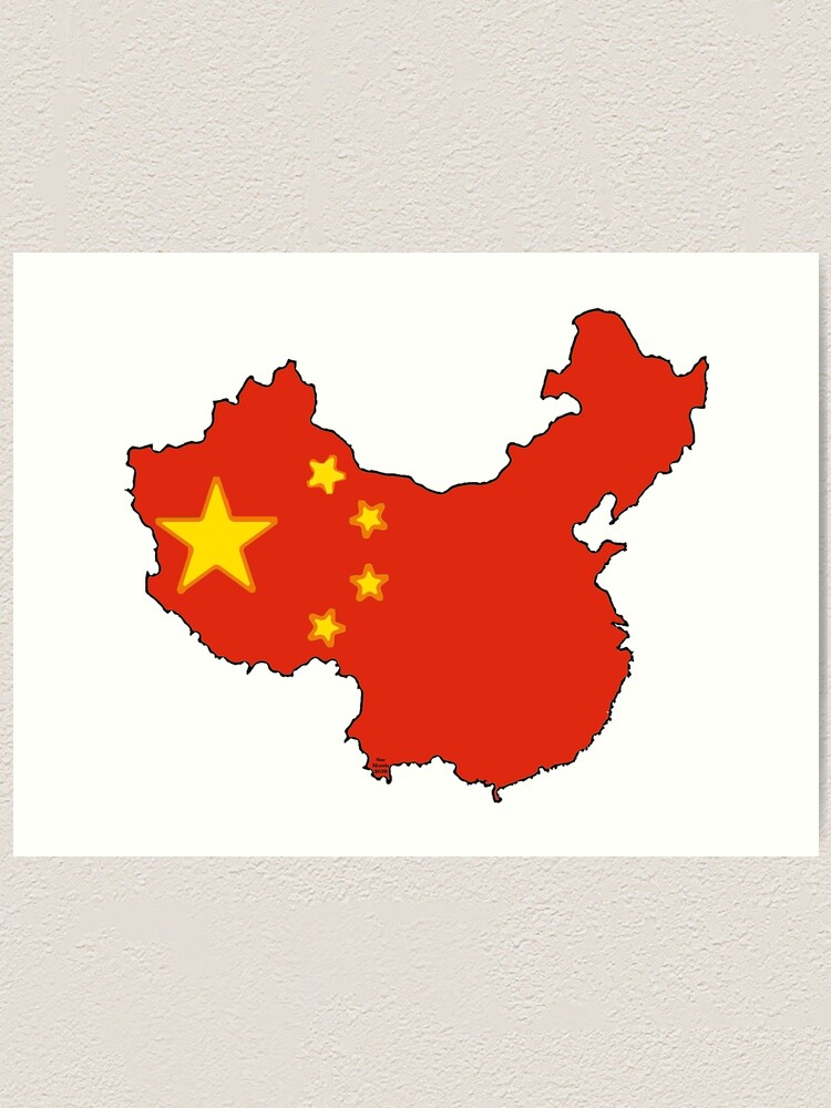 "China Map with Chinese Flag" Art Print for Sale by Havocgirl | Redbubble