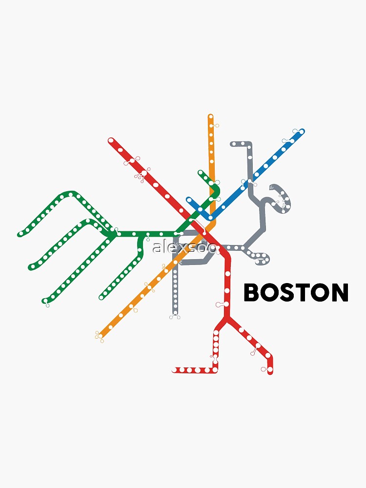 "Boston T Line MBTA" Sticker for Sale by alexsoo | Redbubble