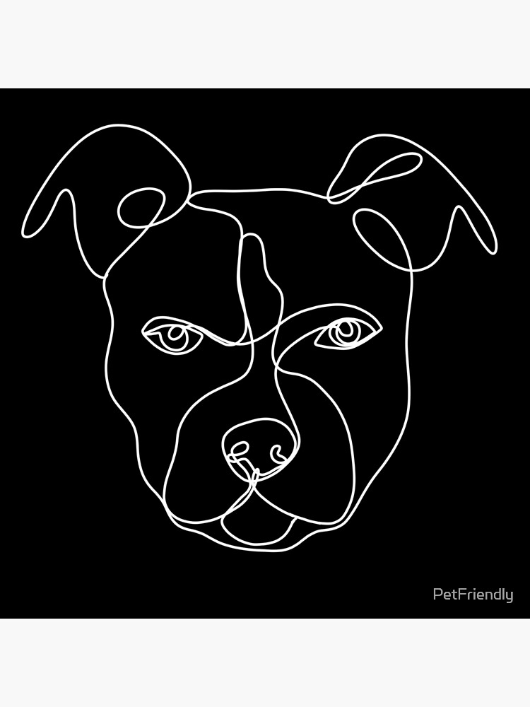 "Pitbull line art, continuous line art drawing, dog drawing, line art ...