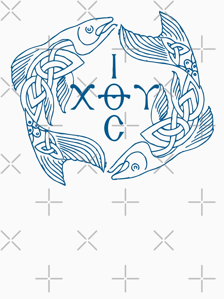 "Blue Ichthys - Ιχθυς - Jesus Christ Son of God Saviour" T-shirt for ...