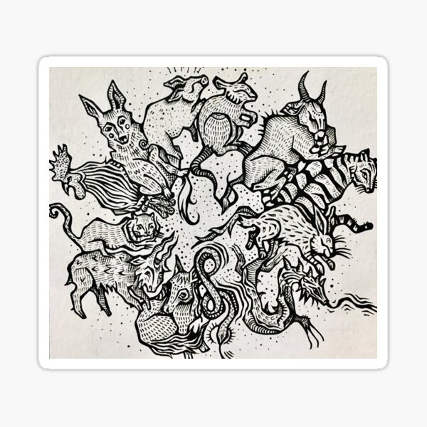 ""Beasts of the Zodiac"" Sticker for Sale by phoebedeanart | Redbubble