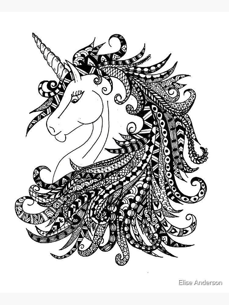 "Zentangle Unicorn - Creatively Doodled Design Studio" Art Print for ...