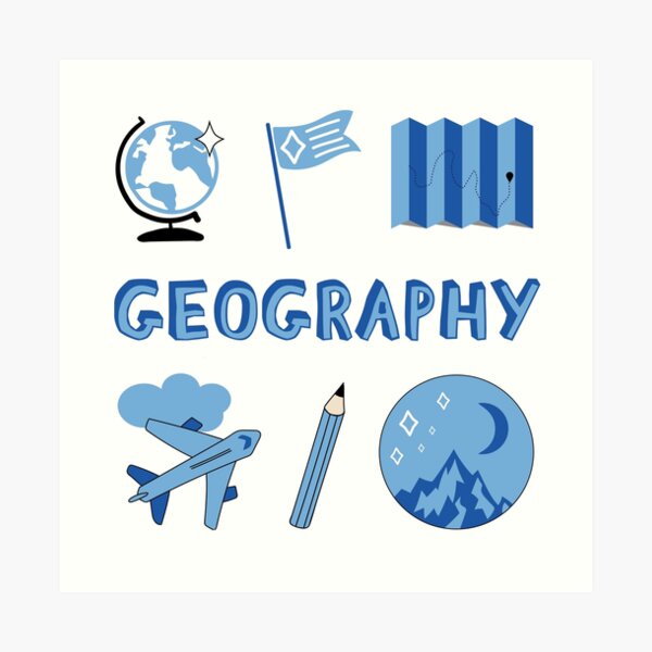 "Light Blue Geography School Subject Sticker Pack" Art Print for Sale ...