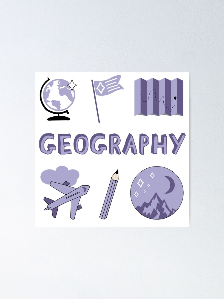 "Light Purple Geography School Subject Sticker Pack" Poster by The ...