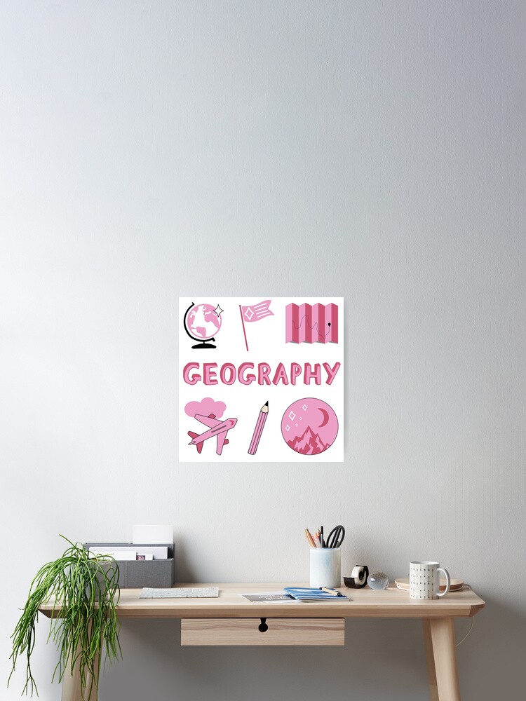 "Pink Geography School Subject Sticker Pack" Poster for Sale by The ...