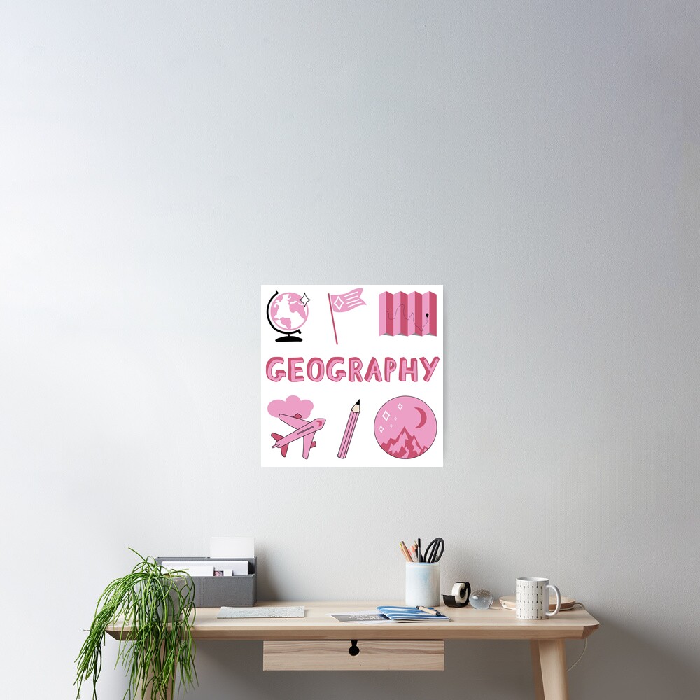 "Pink Geography School Subject Sticker Pack" Poster for Sale by The ...