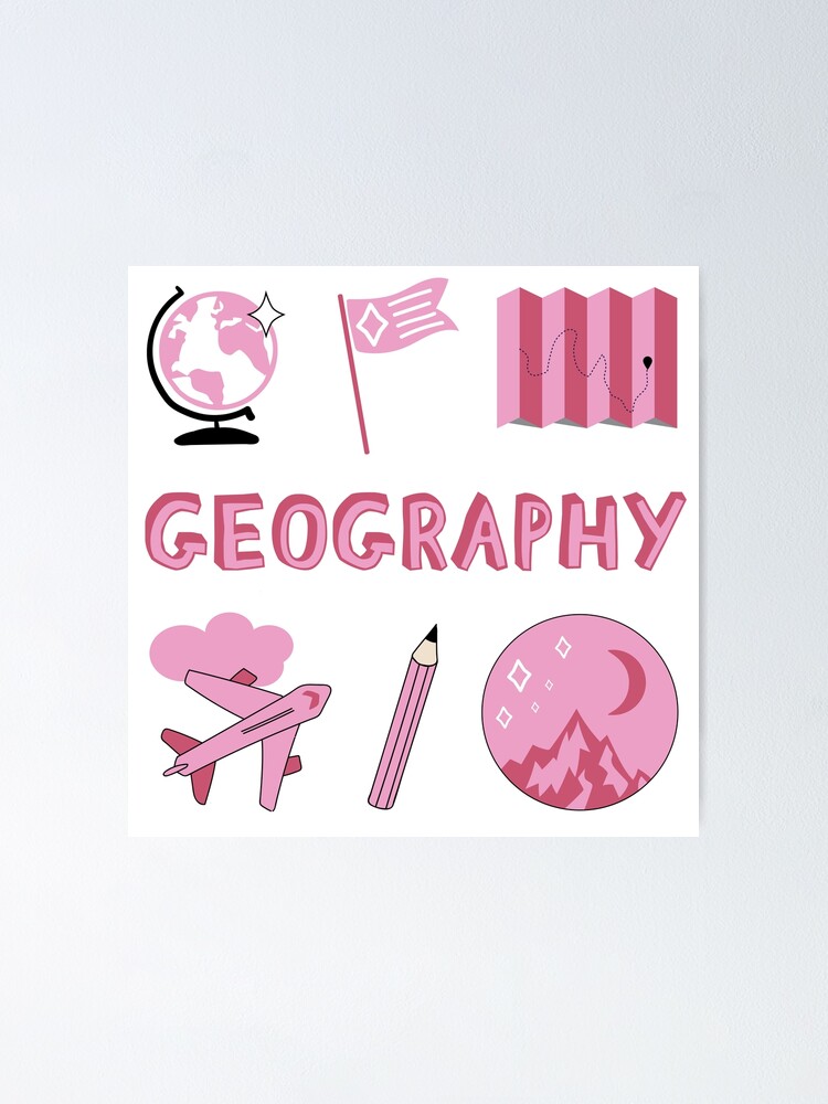 "Pink Geography School Subject Sticker Pack" Poster for Sale by The ...