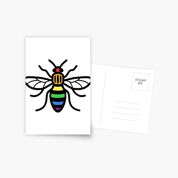 "MANCHESTER RAINBOW WORKER BEE" Postcard for Sale by MonkeySame | Redbubble