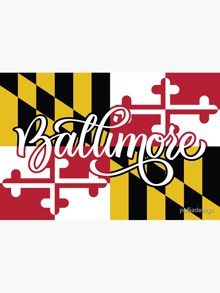 "Baltimore Maryland Flag Script" Sticker for Sale by polliadesign ...