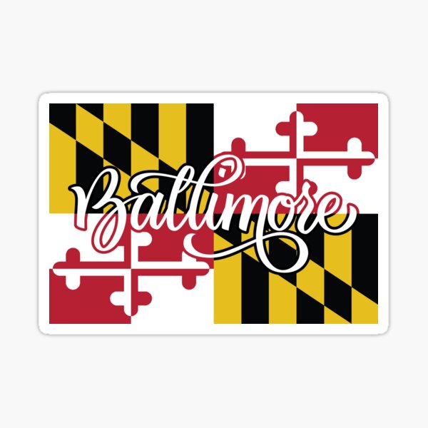 "Baltimore Maryland Flag Script" Sticker for Sale by polliadesign ...